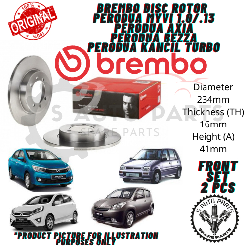 PERODUA MYVI 1.0/.13 / AXIA / BEZZA FRONT BREMBO BRAKE DISC ROTOR 09 ...