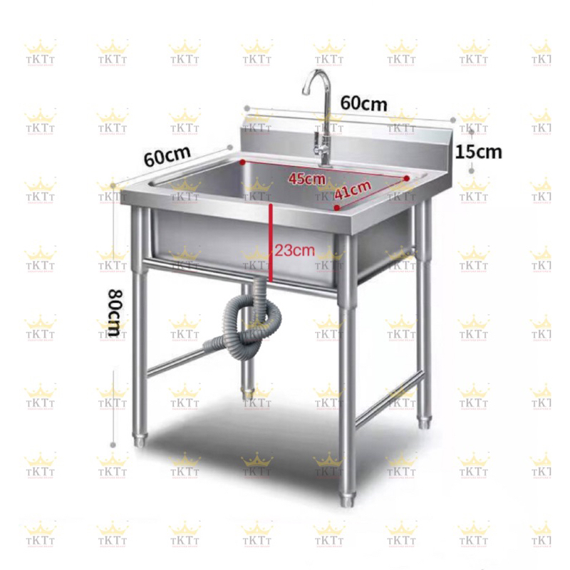 TKTT Zirafah Stainless Steel Commercial Single Deep Bowl Sink Set With ...