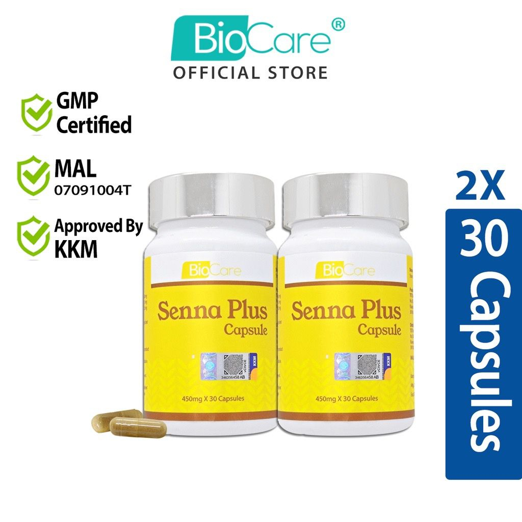 2 x BioCare Senna plus Capsule 450mg 30's / Kapsul Senna / Kapsul Daun ...