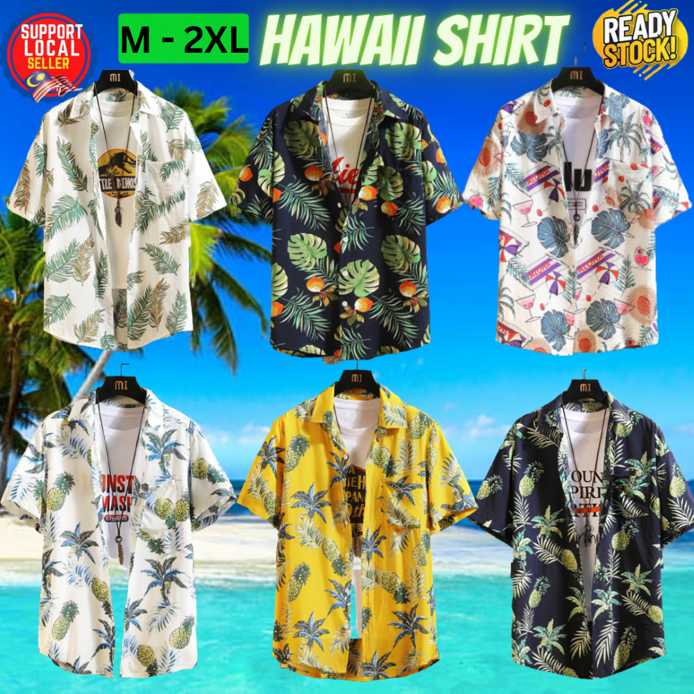Baju Hawaii Floral Shirt Short Sleeve Summer Style Shirt For Men Hawaii ...