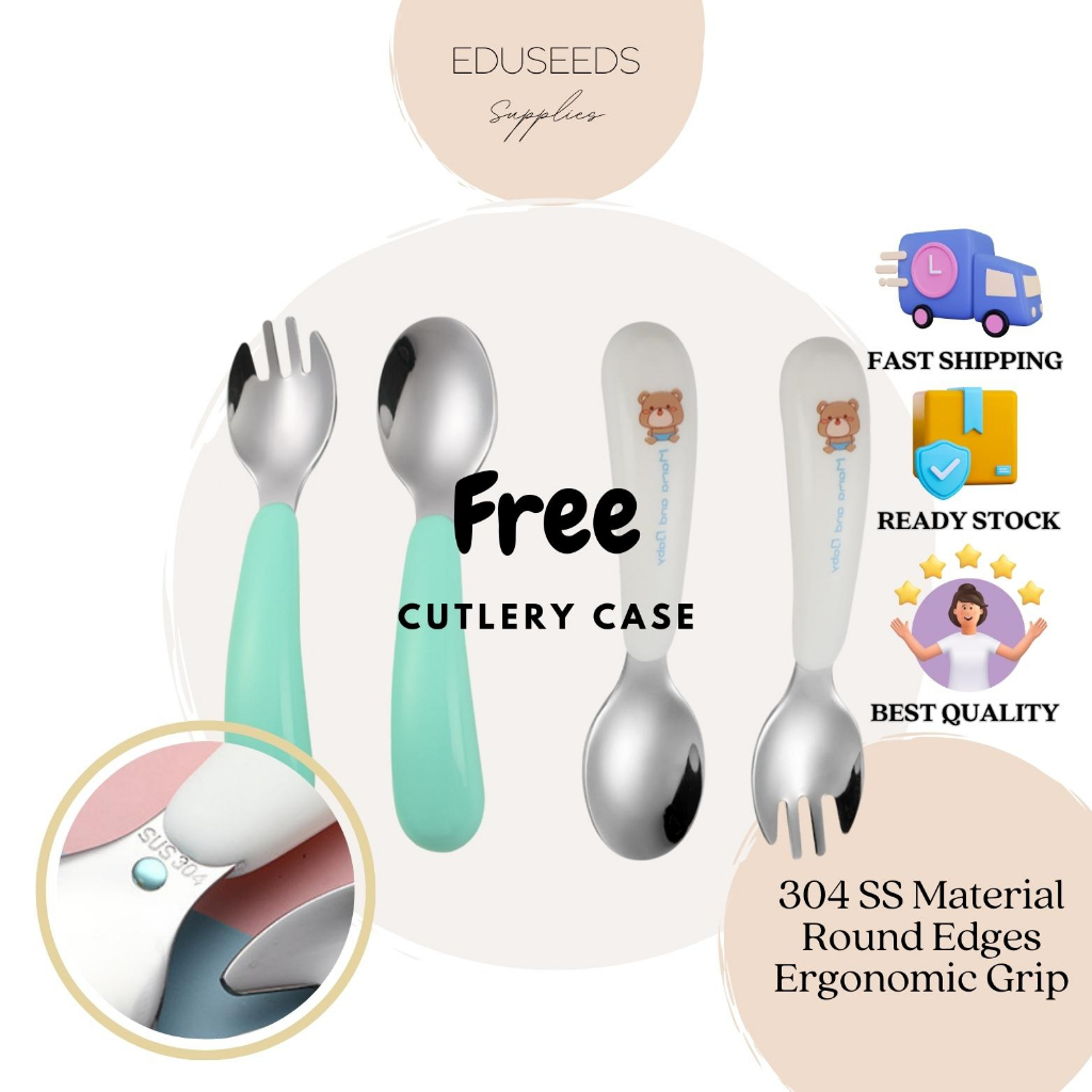 [Ready Stock] Cute Kids Spoon and Fork Set Toddler Cutlery Set 304 ...