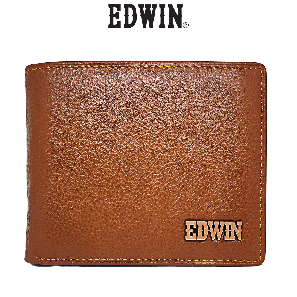 𝗘𝗗𝗪𝗜𝗡 𝗖𝗢𝗟𝗟𝗘𝗖𝗧𝗜𝗢𝗡 Genuine Top Grain Leather Copper Logo Bifold Wallet # ...