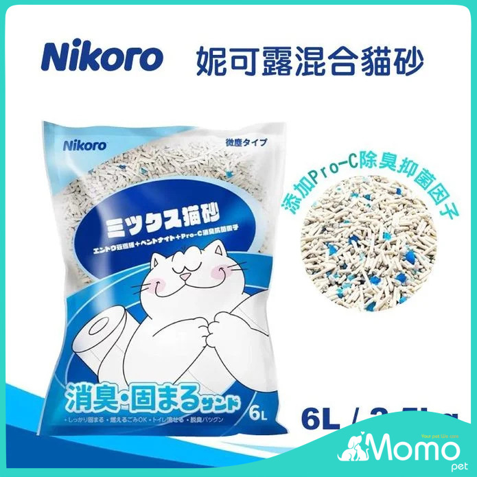 【正品保证】日本妮可露混合猫砂豆腐砂除臭无尘可冲马桶豆腐膨润土 6L/2.5KG Japan Nikoro Mixed Tofu Cat ...