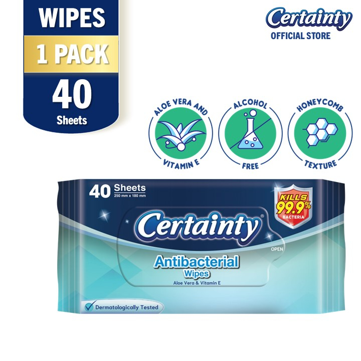 Certainty Antibacterial Adult Wipes (40's x 1 Pack) | Shopee Malaysia