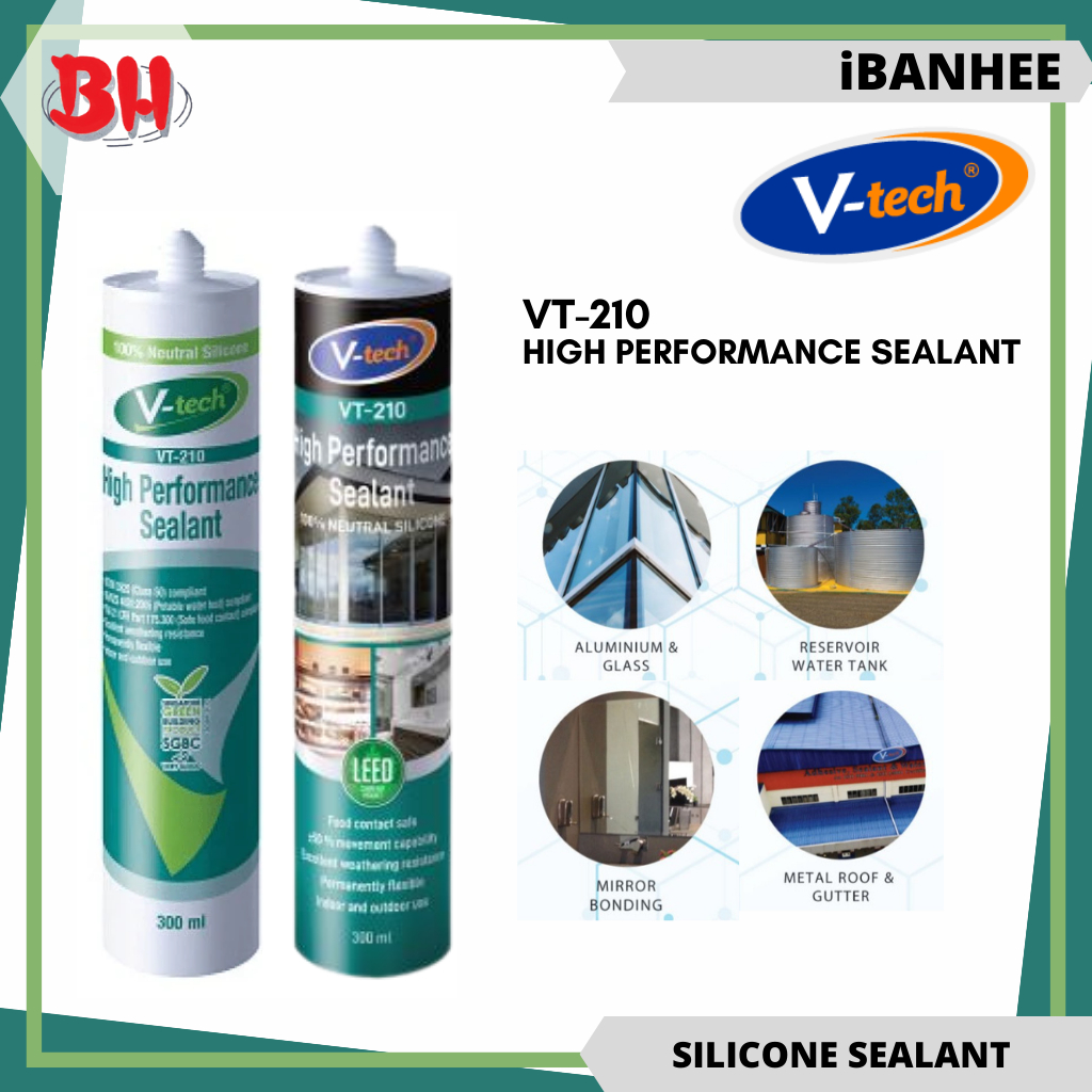 [iBH] V-TECH VT-210 HIGH PERFORMANCE SEALANT 300ML (TRANSLUCENT / WHITE / GREY / BLACK) | Shopee ...