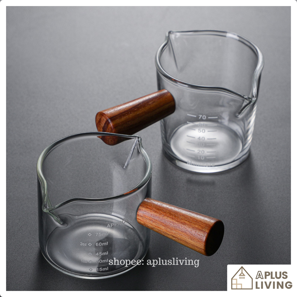 Espresso Shot Measuring Glass Wooden Handle Small Milk Cup Espresso ...