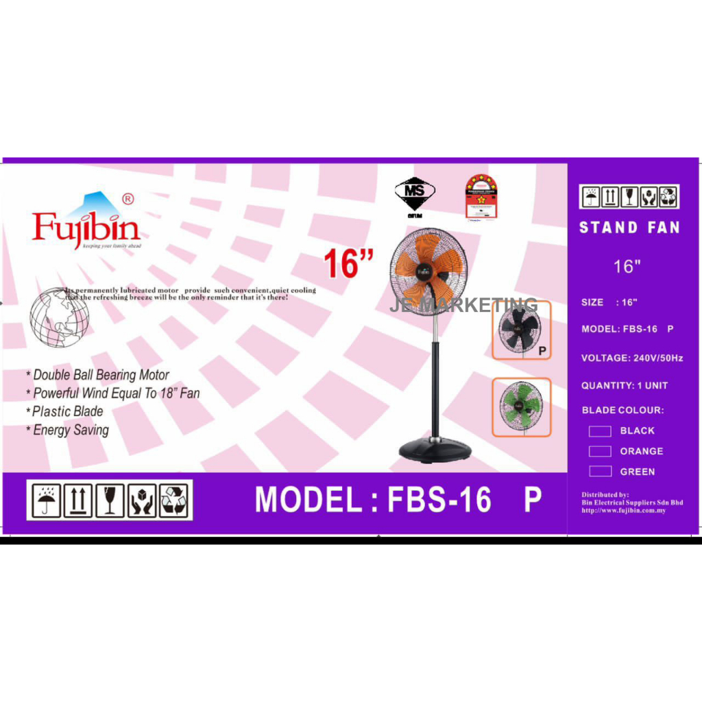 Fujibin 5 Blade Abs Colour Stand Fan (16") FBS-16P | Shopee Malaysia