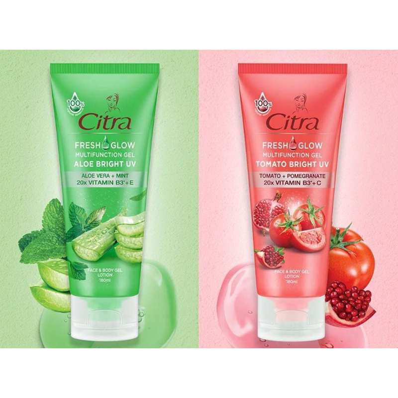 Citra FRESH GLOW MULTIFUNCTION GEL BRIGHT UV [ 180 ml ] FACE & BODY GEL ...
