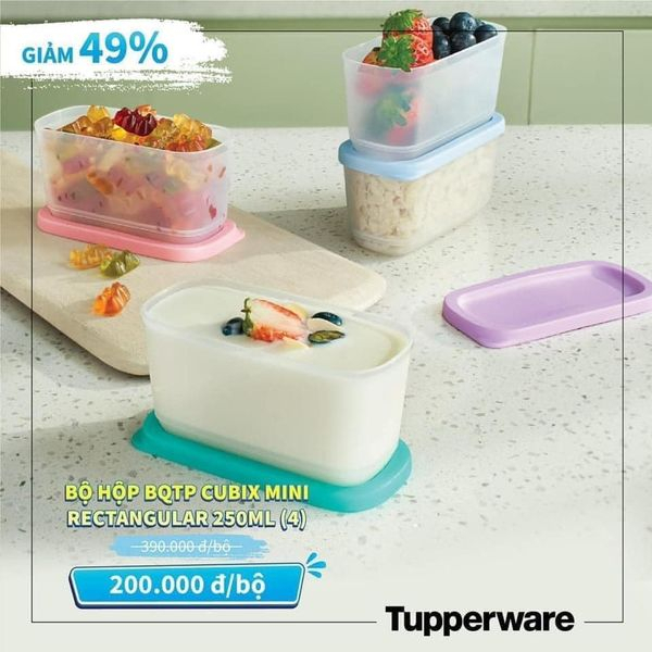 (LOOSE/4PCS): Tupperware Cubix mini rectangular 250ml CUBIX mini box ...