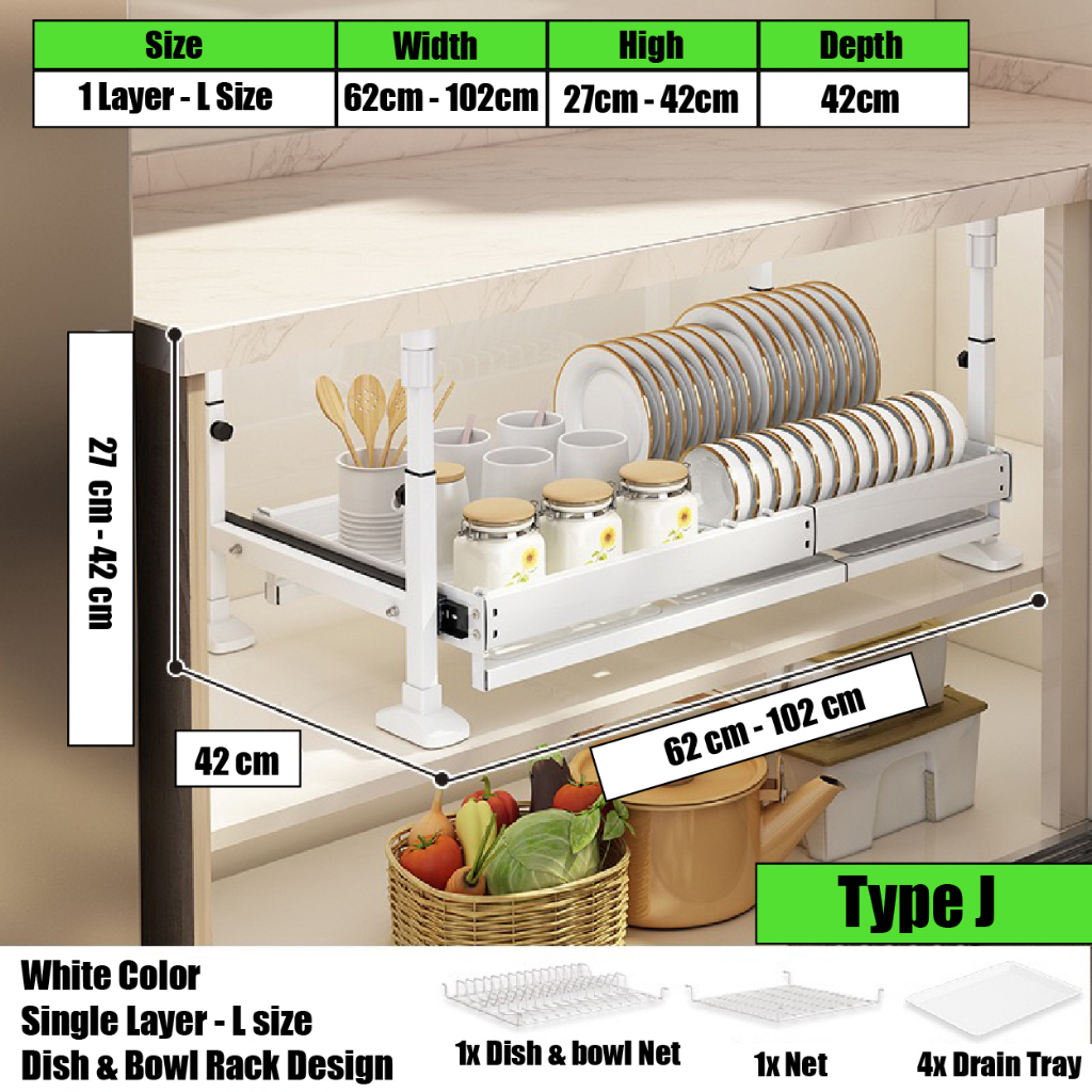 kitchen cabinet pull out dish & bowl rack / multi-function pull out ...