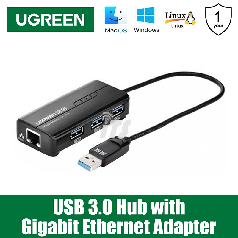 UGREEN USB 3.0 Hub with Gigabit Ethernet Adapter (20265) | Shopee Malaysia