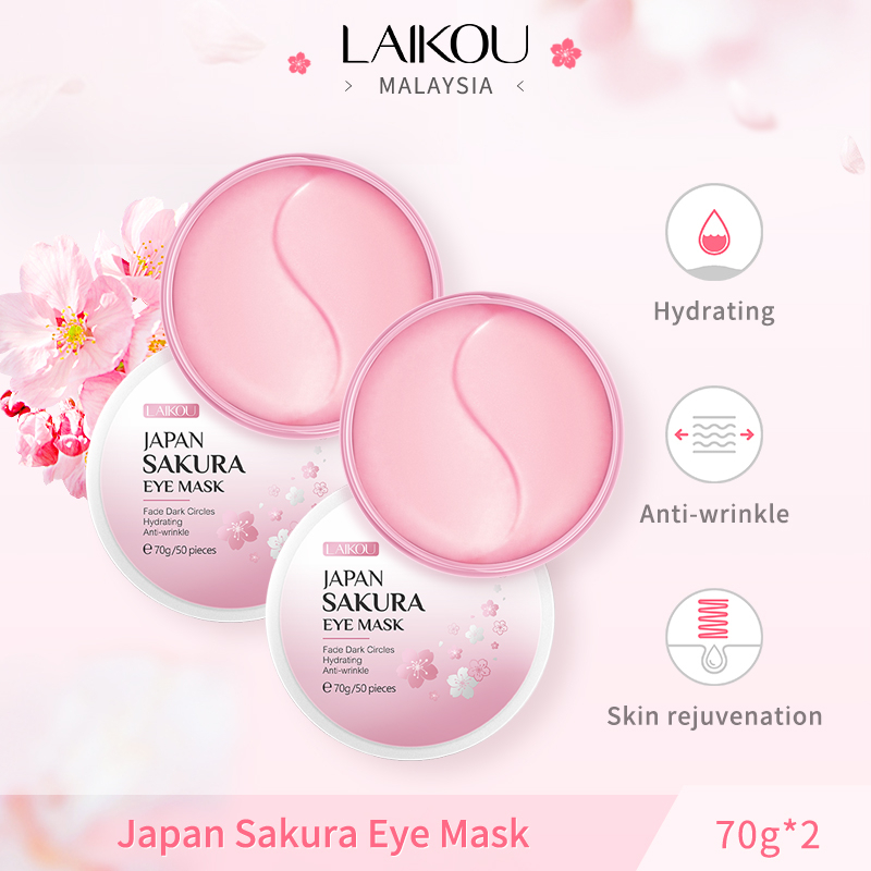 (Buy 1 get 1 FREE) LAIKOU Sakura Collagen Eye Mask 50pcs/70g Gel Eye ...