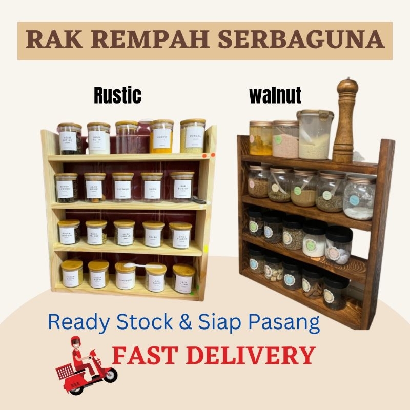 Rak Rempah Kayu Penyusun Dapur Jimat Ruang Kitchen Spice Rack Organizer ...