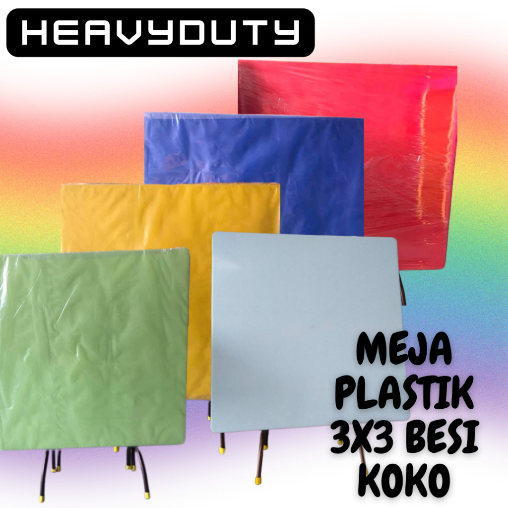 MEJA PETAK PLASTIK HEAVYDUTY 3X3 DINING TABLE HEAVYDUTY BESI KOKO ...