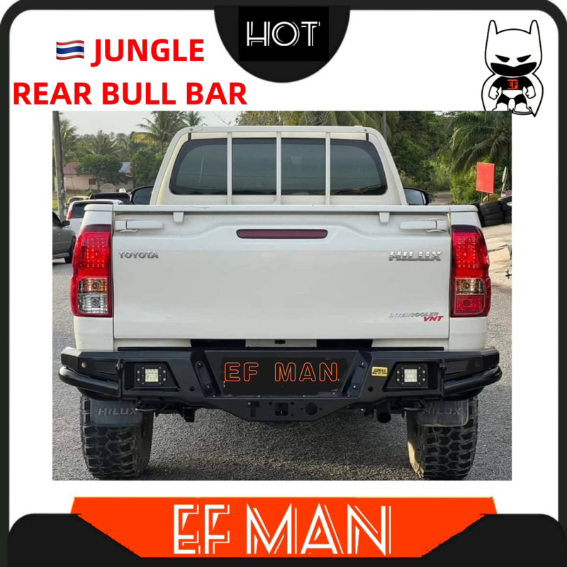 🇹🇭 JUNGLE REAR BULL BAR WITH LED LIGHT HEAVY DUTY HILUX VIGO REVO ROGUE ...