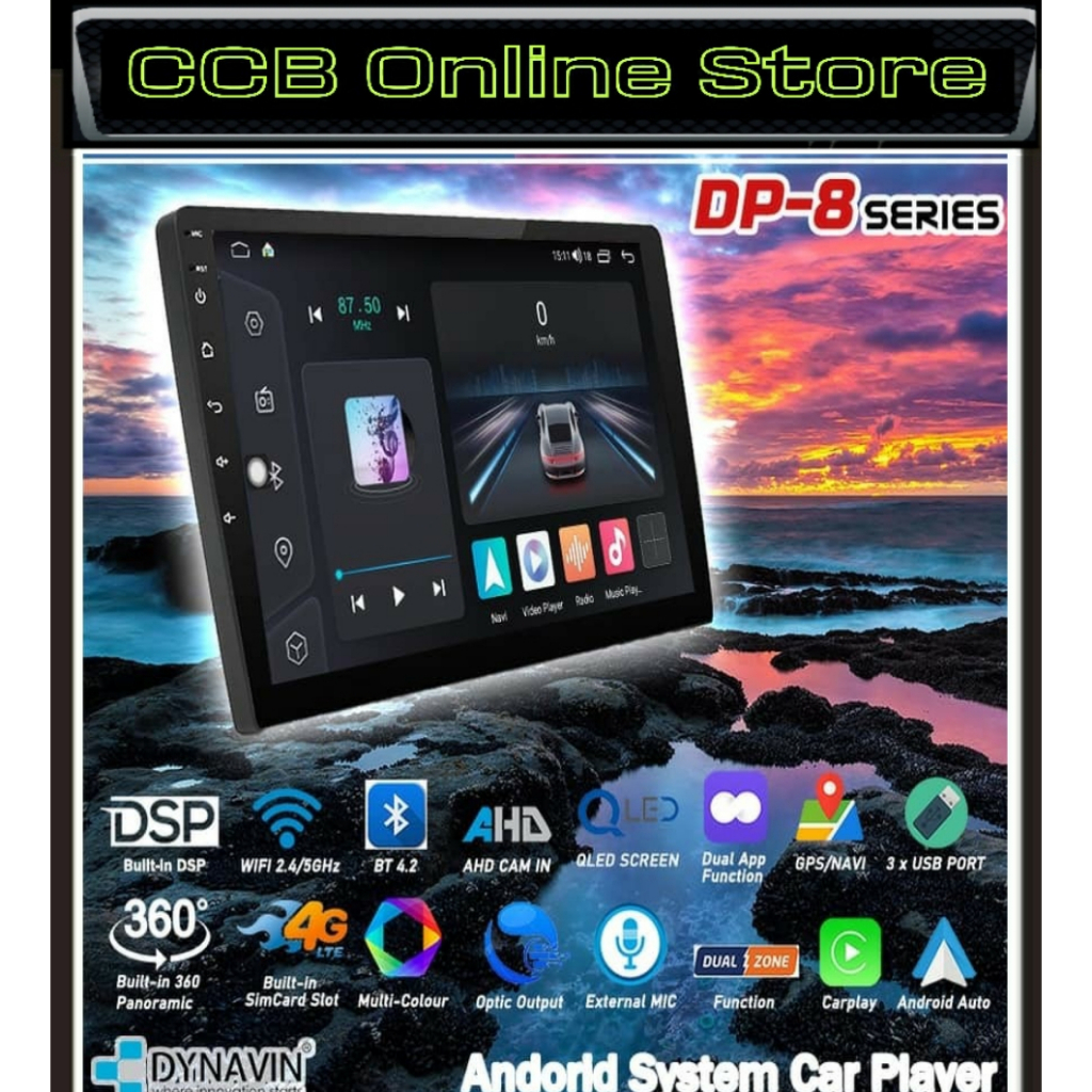 DYNAVIN 𝗗𝗣-𝟴 𝗦𝗲𝗿𝗶𝗲𝘀 DP8 QLED 3+32 8CORE PROCESSOR 4G LTE Built-in DSP ...
