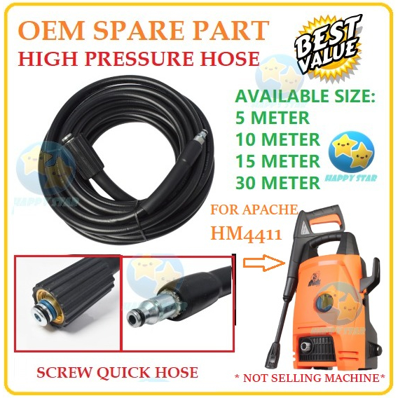 OEM HIGH PRESSURE HOSE 5M 10M 15M METER APACHE HM4411 SPARE PART WATER ...
