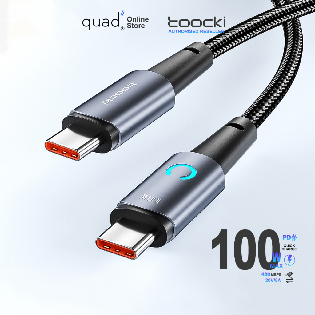 Toocki 100W / 60W Type C to Type C Fast Charging Cable w Indicator ...