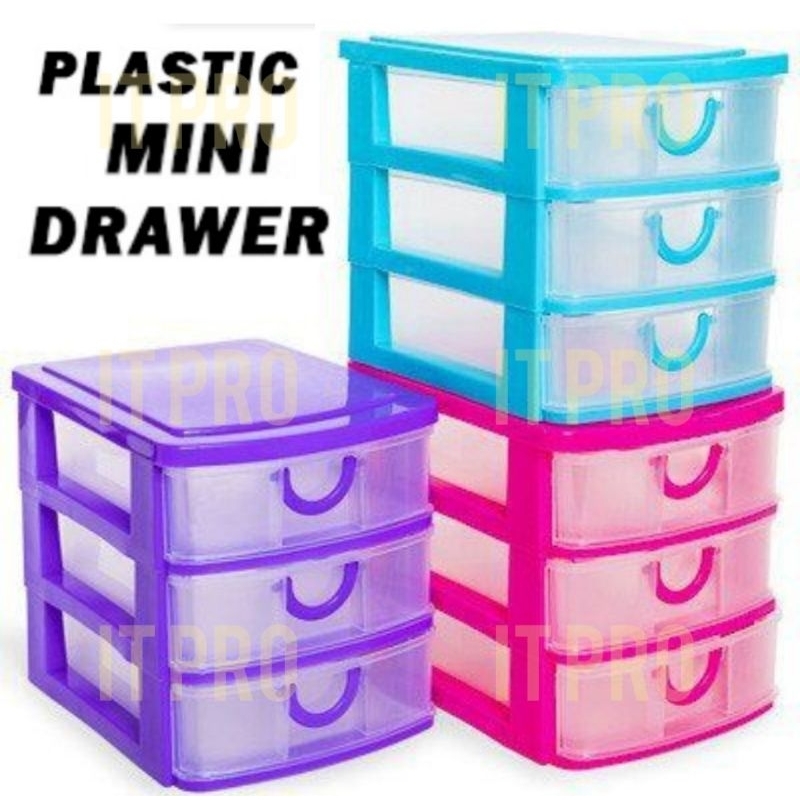 PRO🏠 Transparent Mini Drawer Plastic 3 tier Storange box | Shopee Malaysia