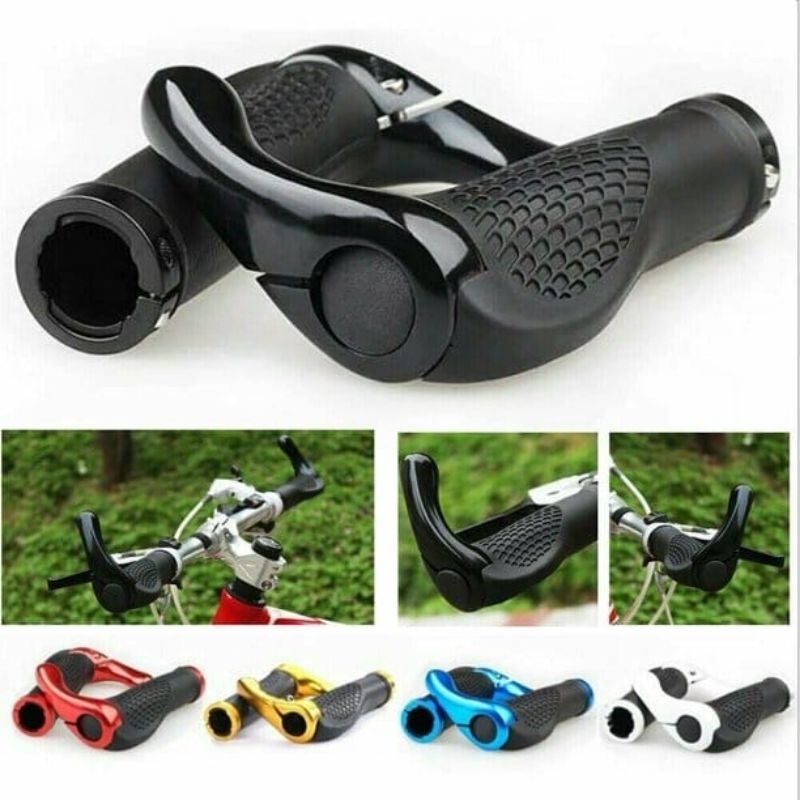 Cycle Handlebar Bull Grips Bicycle Mountain Bike Handle Double Lock on ...