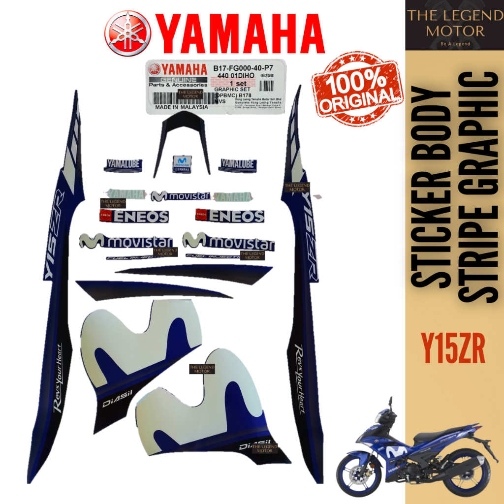 Y15ZR V1 Y15 STICKER BODY STRIPE GRAPHIC COMPLETE MOVISTAR WHITE PUTIH ...