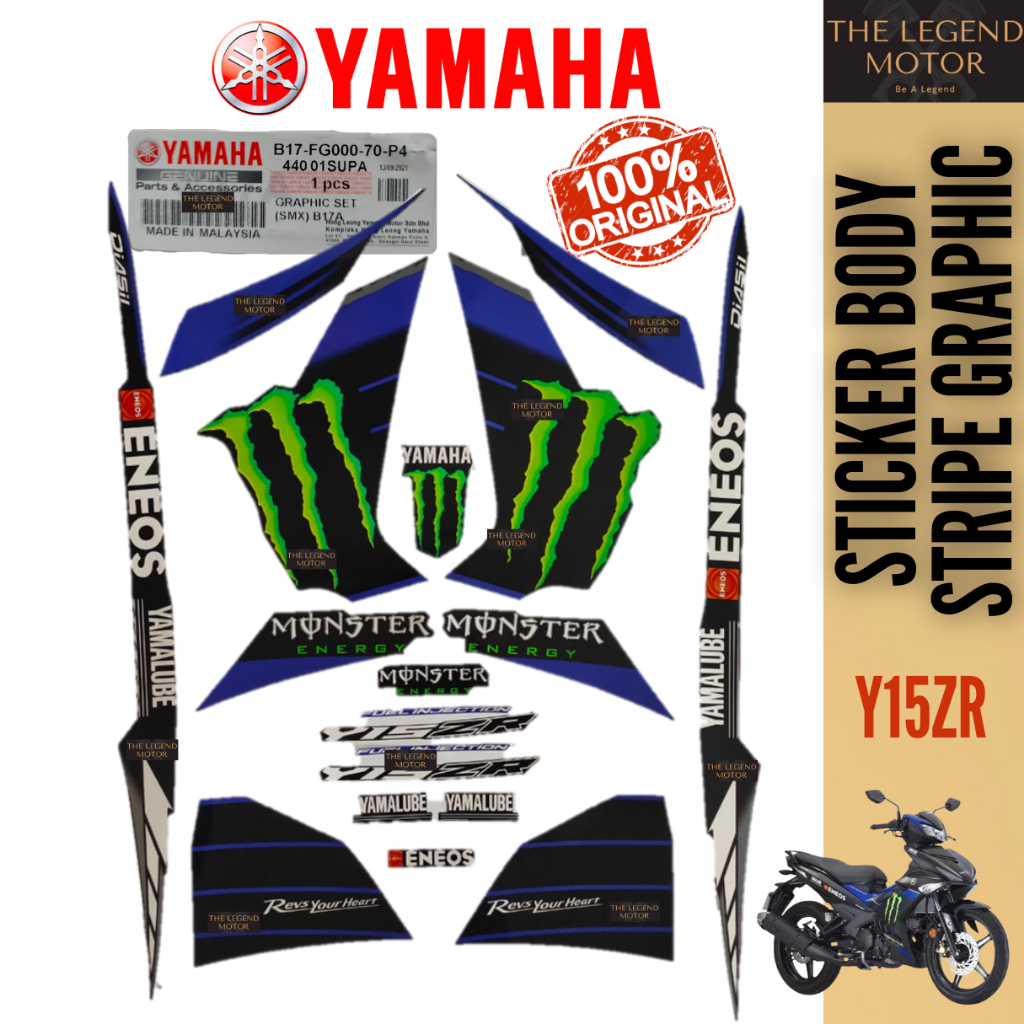 Y15ZR V2 Y15 ZR YSUKU STICKER BODY STRIPE GRAPHIC COMPLETE MONSTER B17 ...