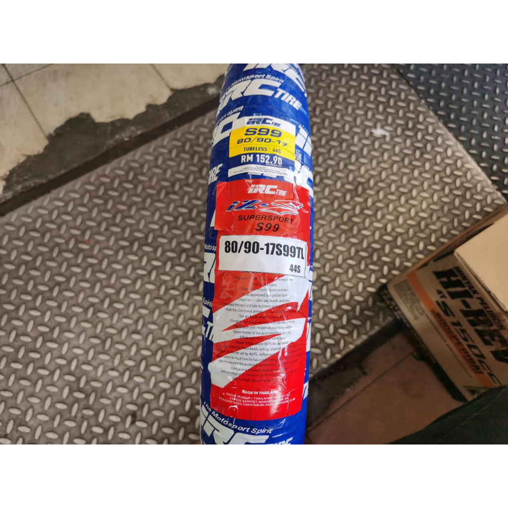 TYRE IRC S99 REAR TYRE 80/90-17 44S TUBELESS MADE IN THAILAND | Shopee ...
