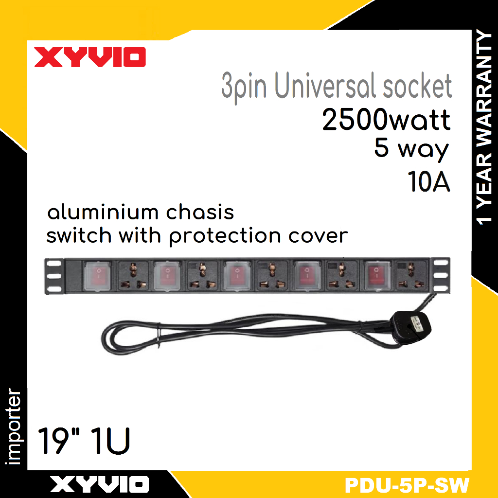 PDU 19inch 1U / 2U UK SIRIM Sockets Overload Protector Power ...