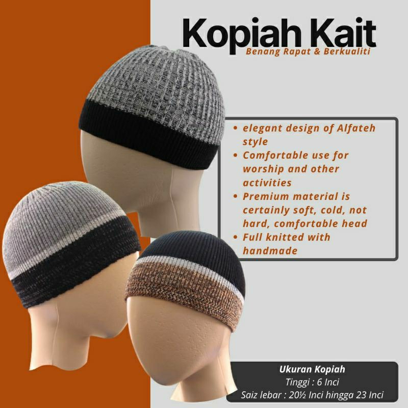 Kopiah Kait Design Terbaru | Peci Kait Indo | Benang Rapat Selesa ...