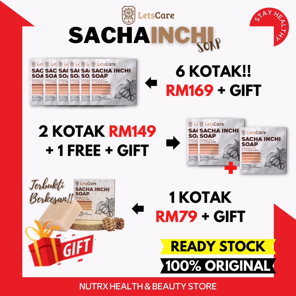 💯ORIGINAL - LETSCARE Sabun Sacha Inchi Soap ANTI AGE 80G KKM Approved ...