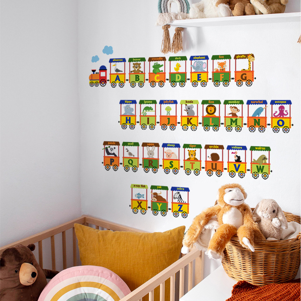 Alphabets Stickers for Kids, ABC Alphabets Train Wall Decals, Alphabet ...