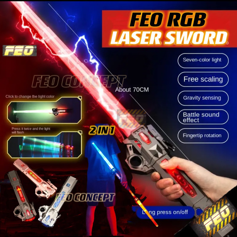 [RECHARGEABLE]FEO Lightsaber Laser Sword Finger Spin RGB Light Saber ...