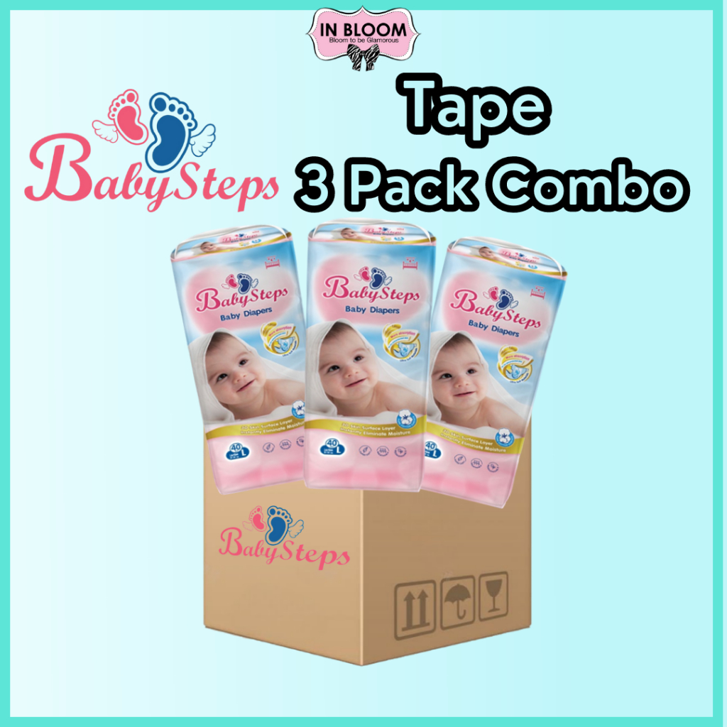 BABYSTEPS DIAPERS TAPE COMBO - 3 Packs S48/M44/L40 Newborn Baby Diapers ...