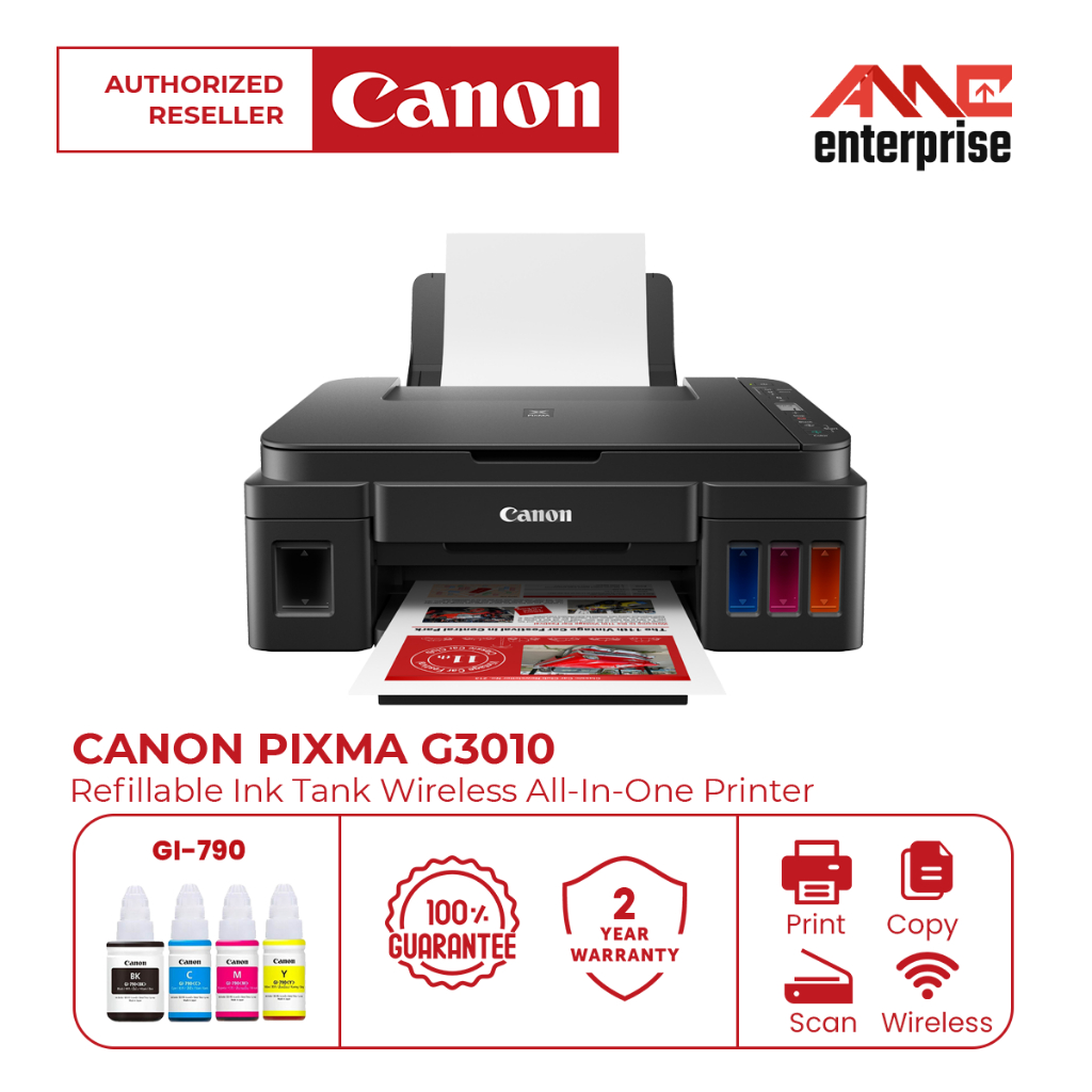 Canon PIXMA G3010 Refillable Ink Tank Wireless All-In-One for High ...