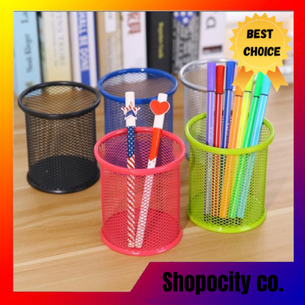 Round/Square Grid Pen Holder Office Stationery Desktop Pen Holder ...
