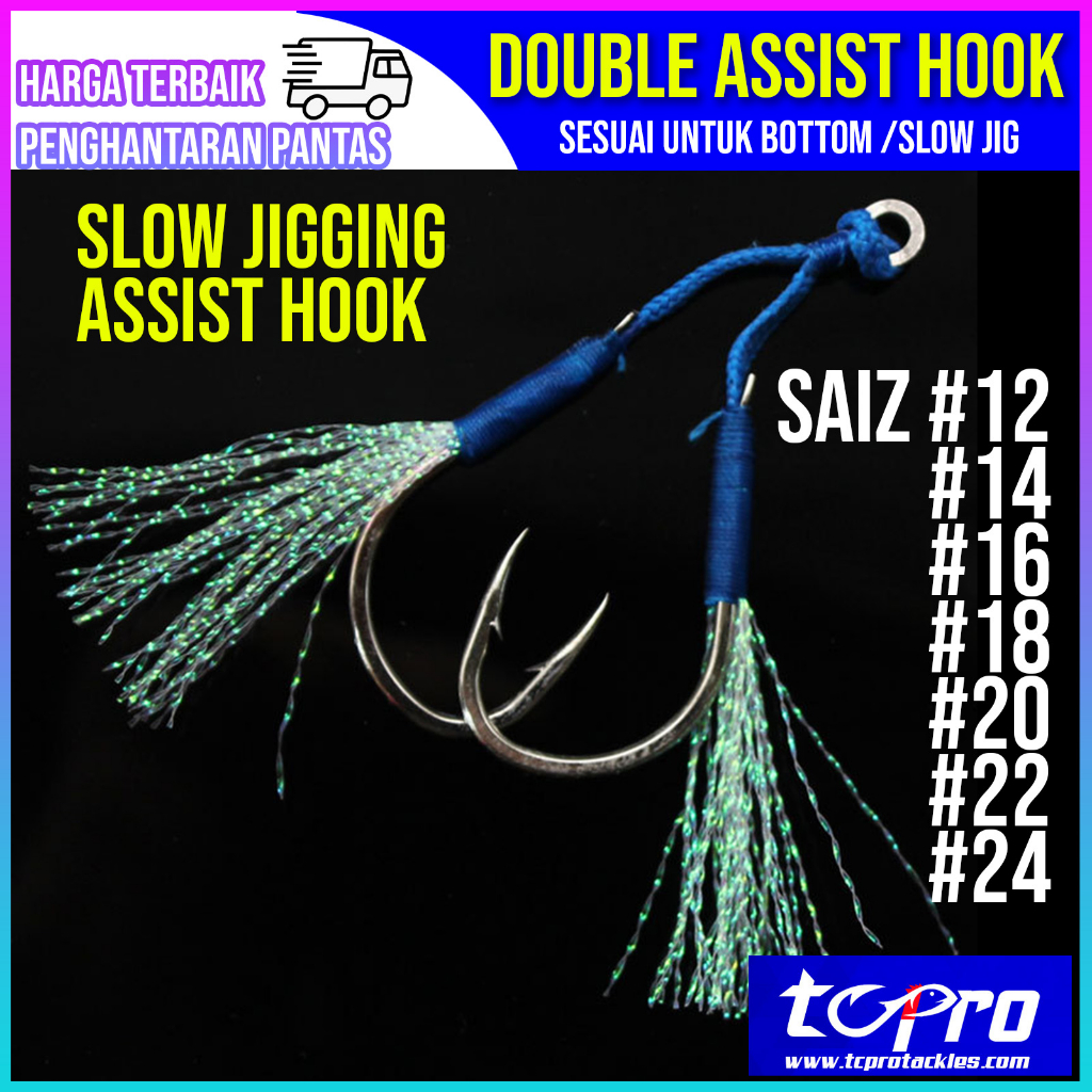 Slow Jigging Double Assist Hook Fishing Braided 7 saiz | Shopee Malaysia