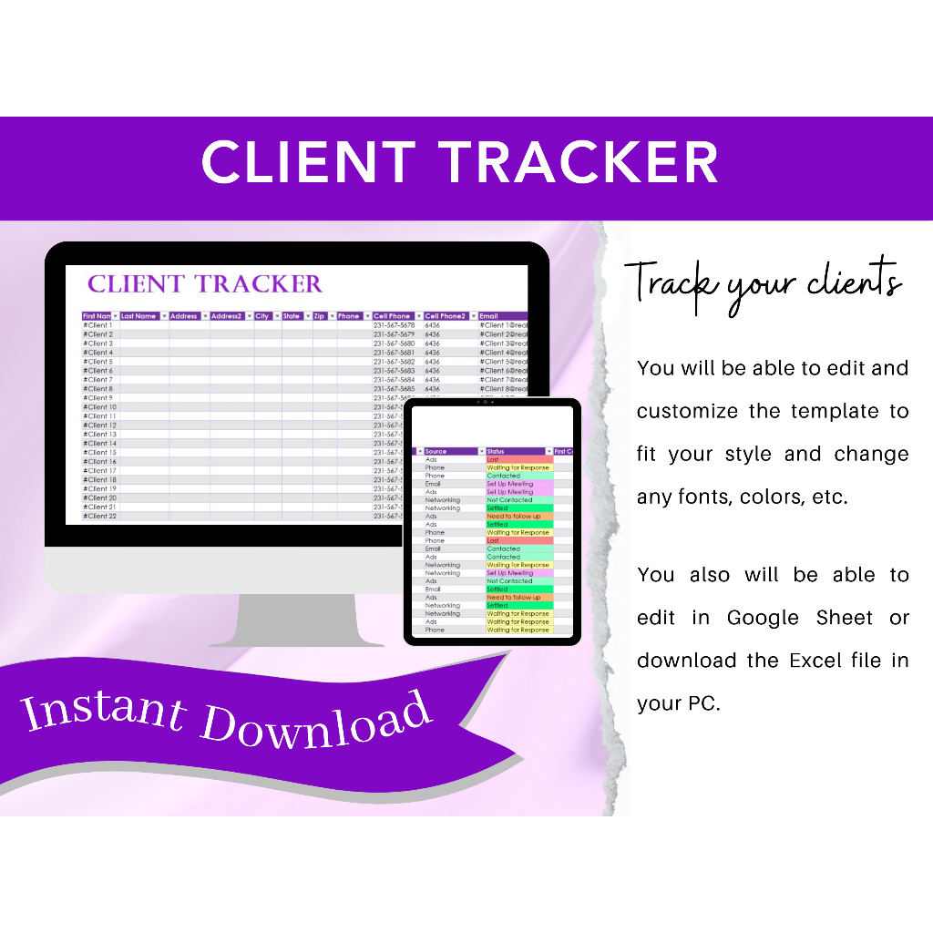 CLIENT TRACKER (EXCEL TEMPLATE) | Shopee Malaysia