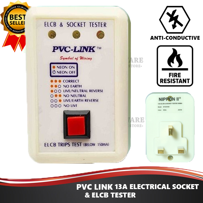 PVC LINK / NIPPON 13A ELECTRIC SOCKET OUTLET AND ELCB TRIPS TESTER ...