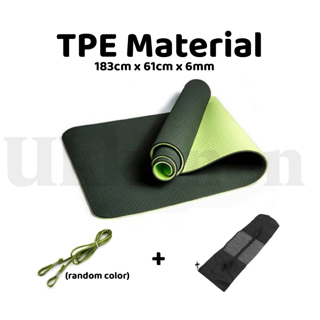 TPE Yoga Mat Anti-Slip Fitness Exercise Mat 183CM x 61CM x 6MM | Shopee ...