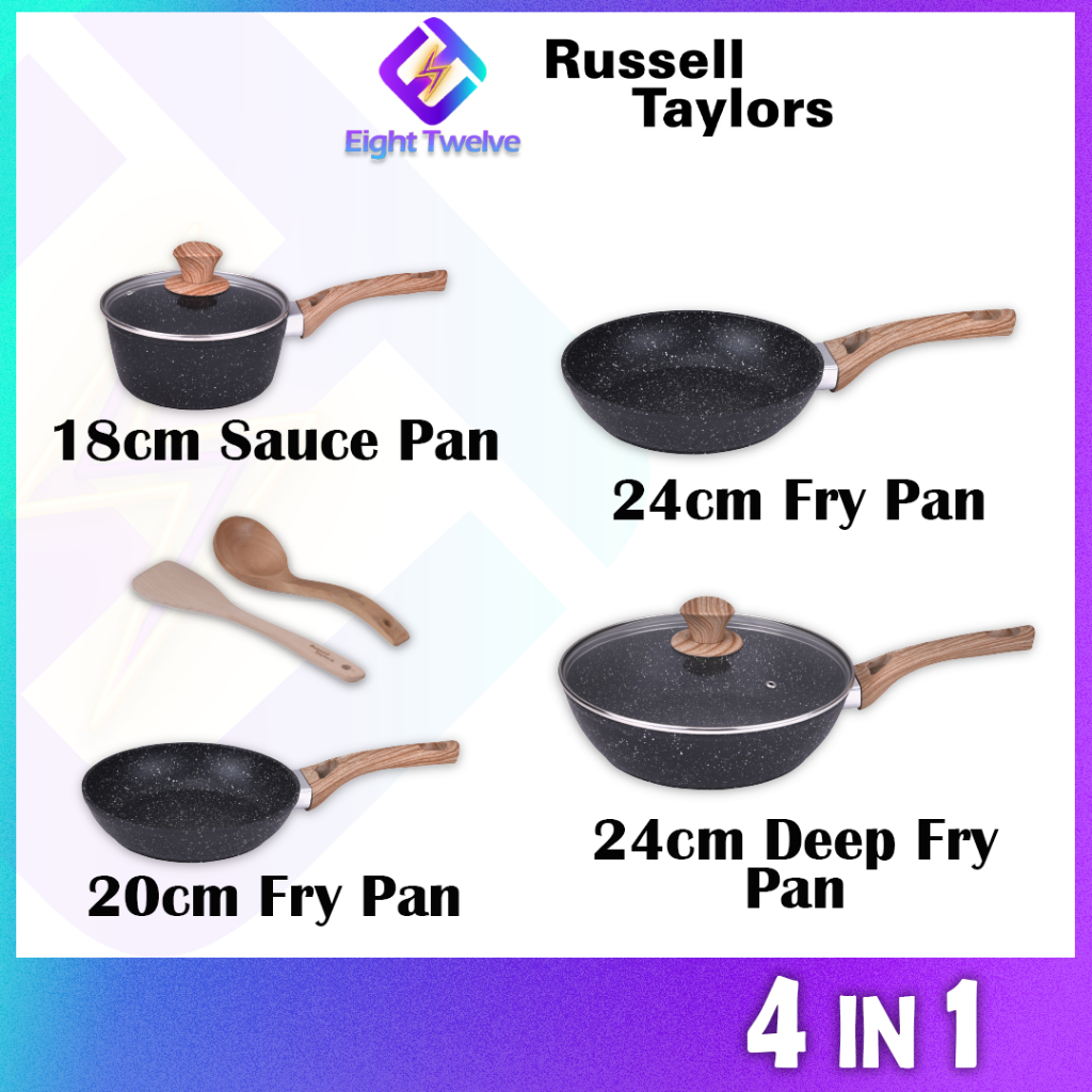 RUSSELL TAYLOR Bianchi Cookware Pot & Pan 4 in 1 Set | CWS6 | Shopee ...