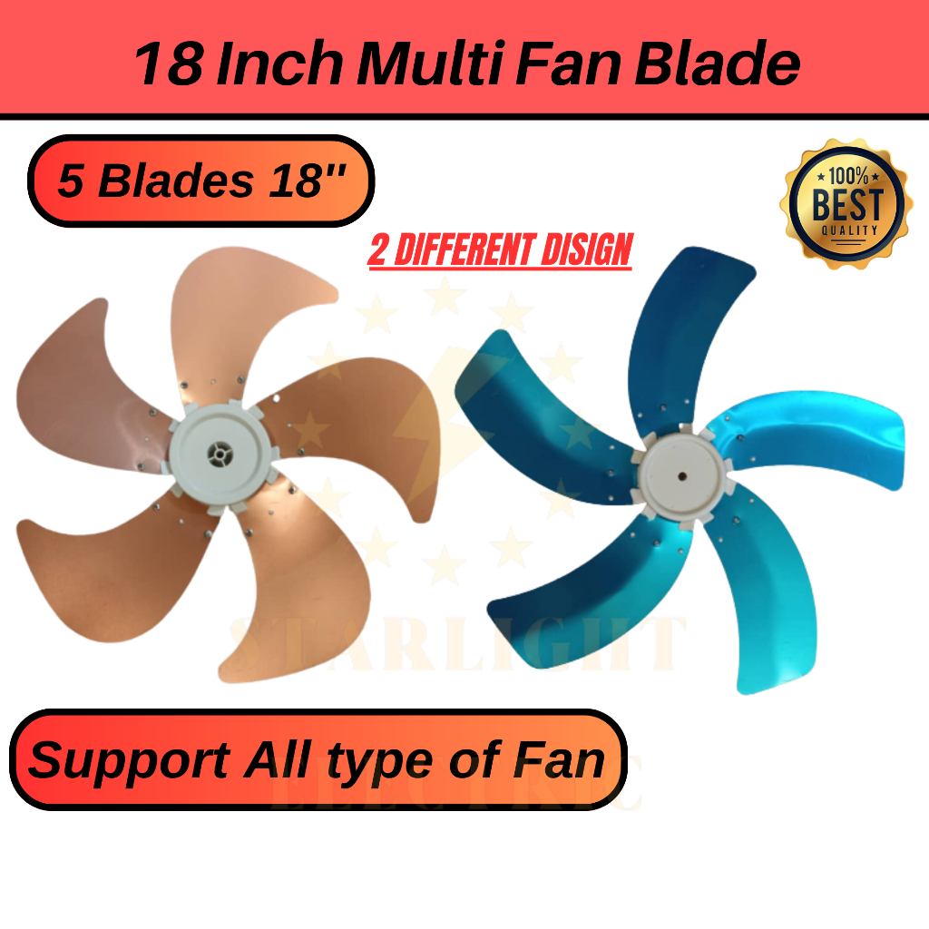 Multi Universal Aluminum Fan Blades 18 Inches [5 Blades] (Support All ...