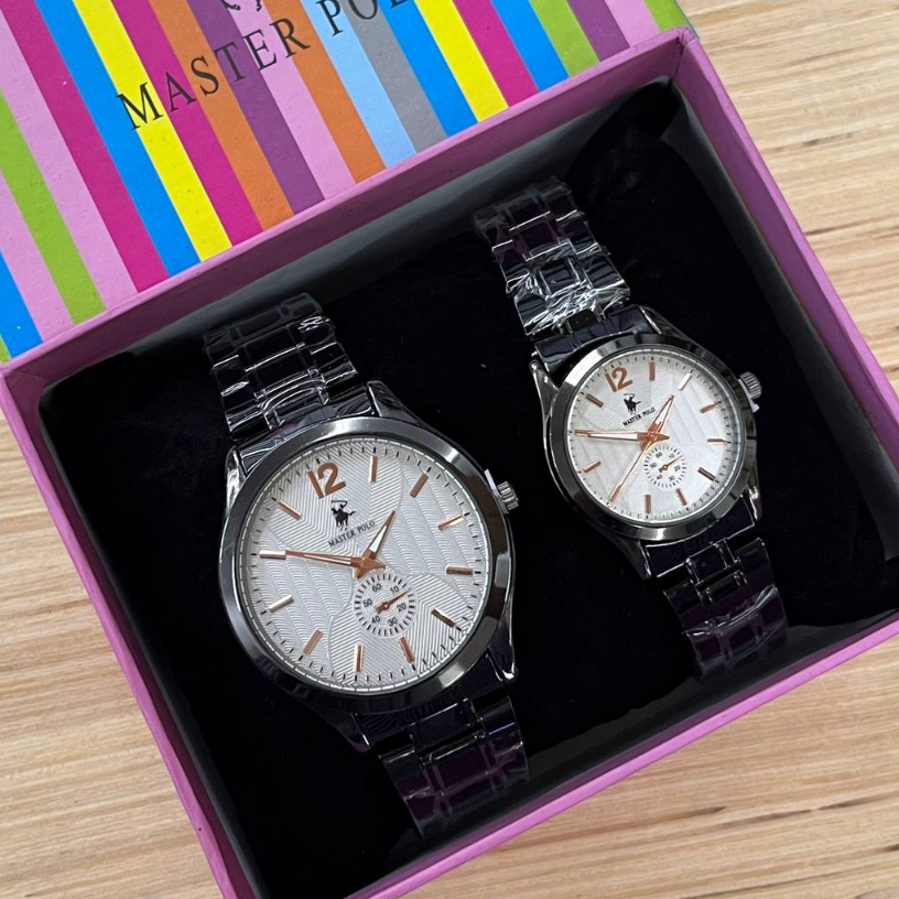 Original Master-Polo Watch Couple set Men & Women Stainless Steel Watch ...