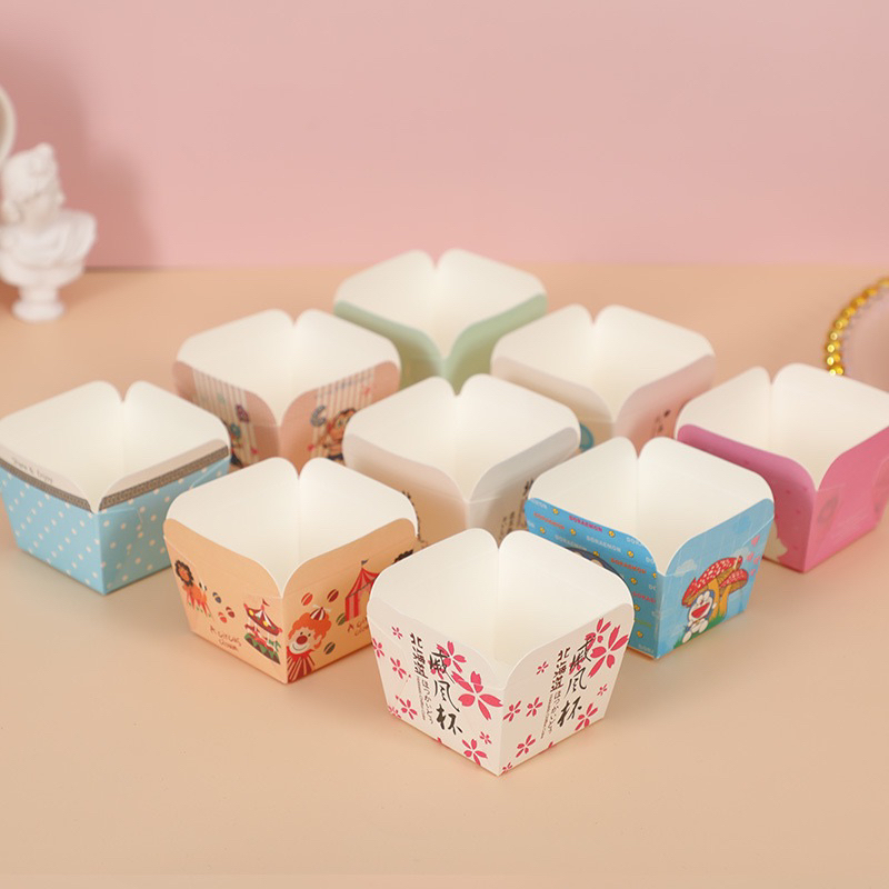 100+-pcs Hokkaido Square Paper Cup Muffin Cupcake Cup Bekas Kek ...