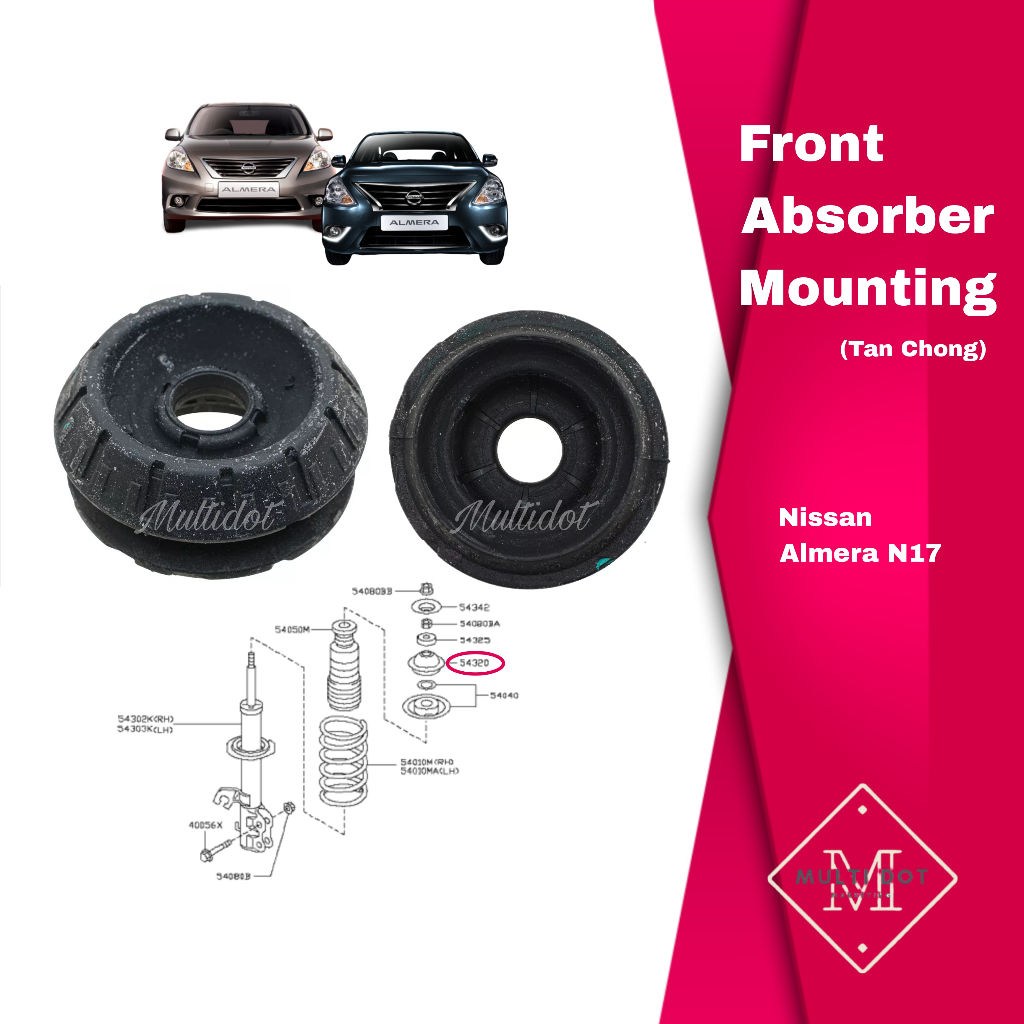 Nissan Almera Front Absorber Mounting (1piece) LH / RH 54320-3VA0A-AP N17L (Tan Chong) AUTOPLUS ...