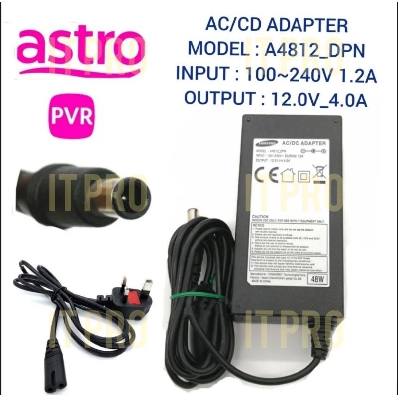 PRO🏠Samsung BRAND 12V 4A BEYOND PVR AC POWER ADAPTER MODEL : A4812_DPN ...