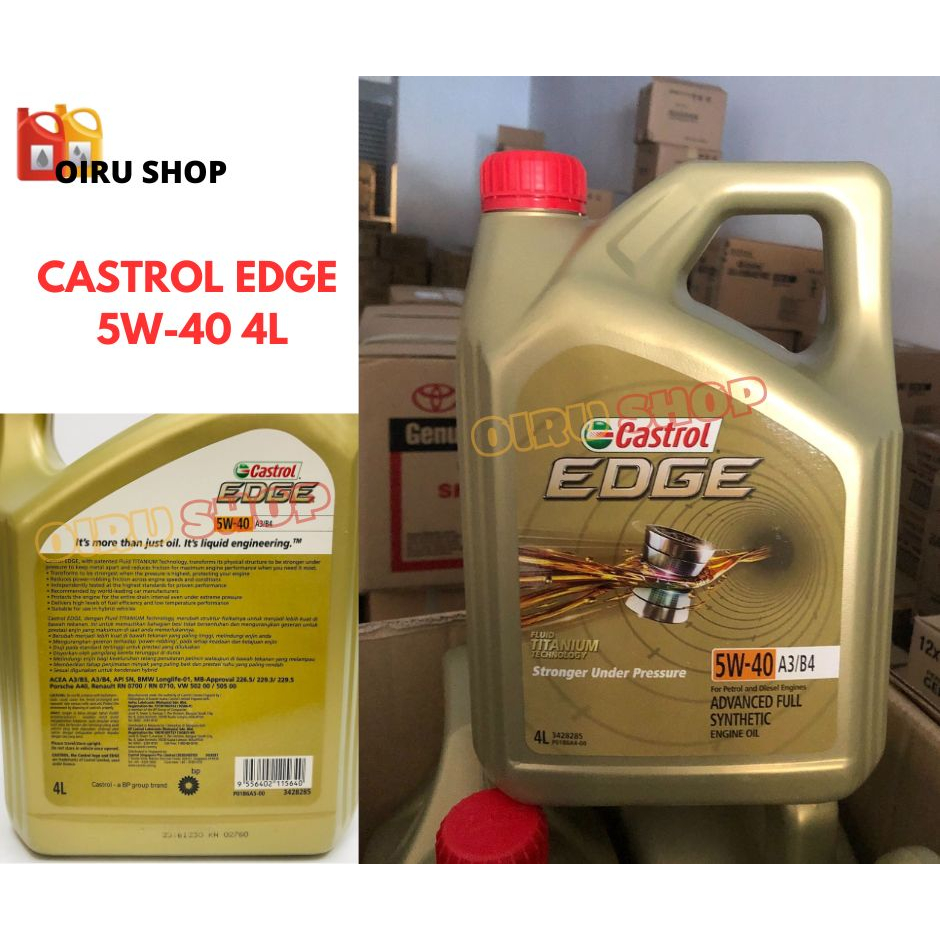 Castrol EDGE 5W-40 Engine Oil 4L Fully Synthetic 5W40 Minyak Hitam For ...