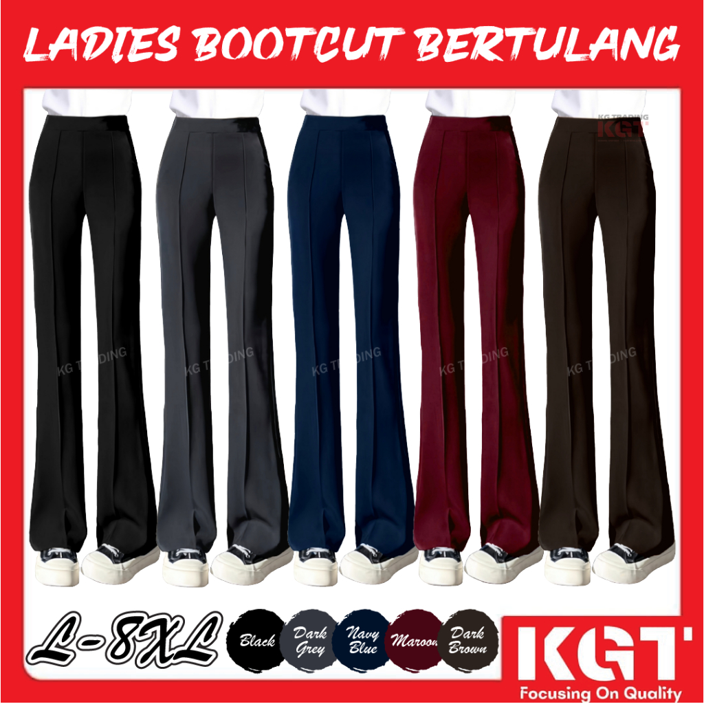 KGT Bamboo Slack Bootcut Tulang Plus Size 230GSM L - 8XL Ladies Bootcut ...