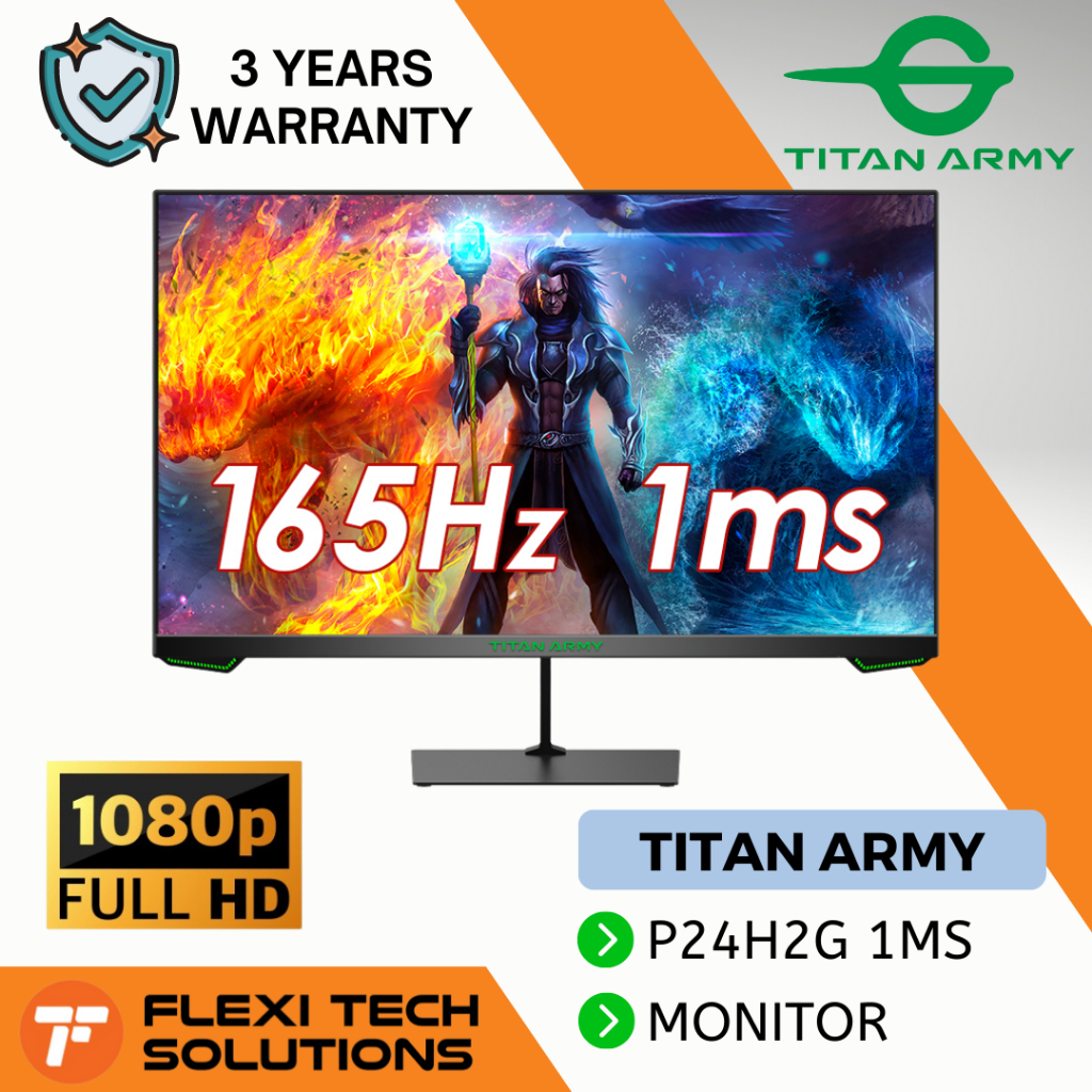 Flexi Tech TITAN ARMY 24 inch 165Hz 1ms Flat Gaming Monitor (P24H2G ...