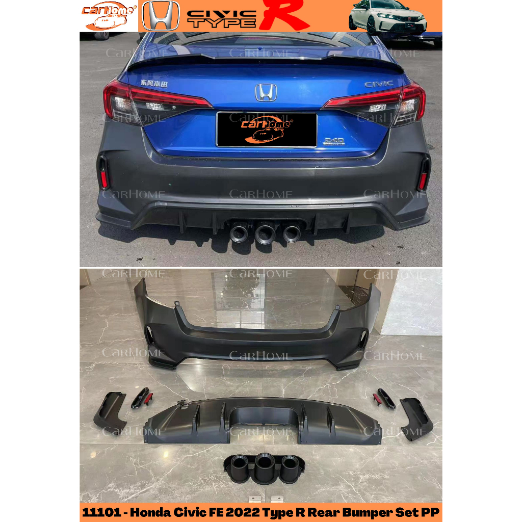 New Honda Civic FE 2022 2023 Convert Type R Front Bumper Rear Bumper Grille Exhaust Carbon ...