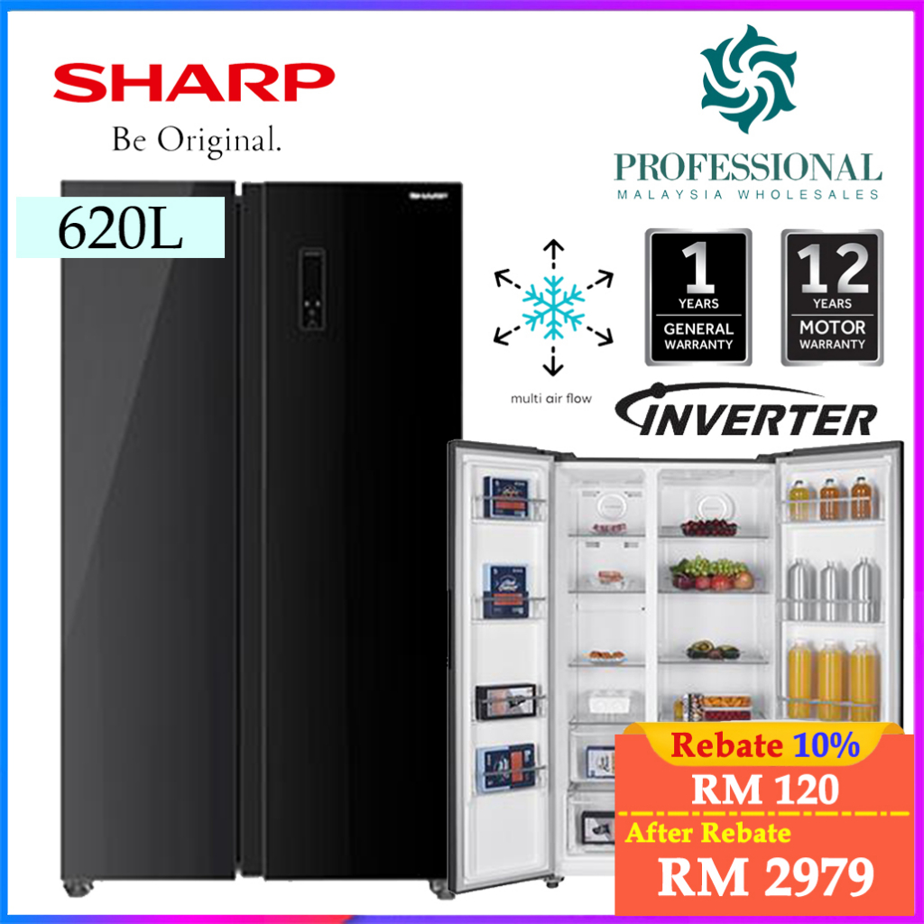Sharp 620L/ 680L Side By Side Refrigerator Inverter Plasmacluster ...